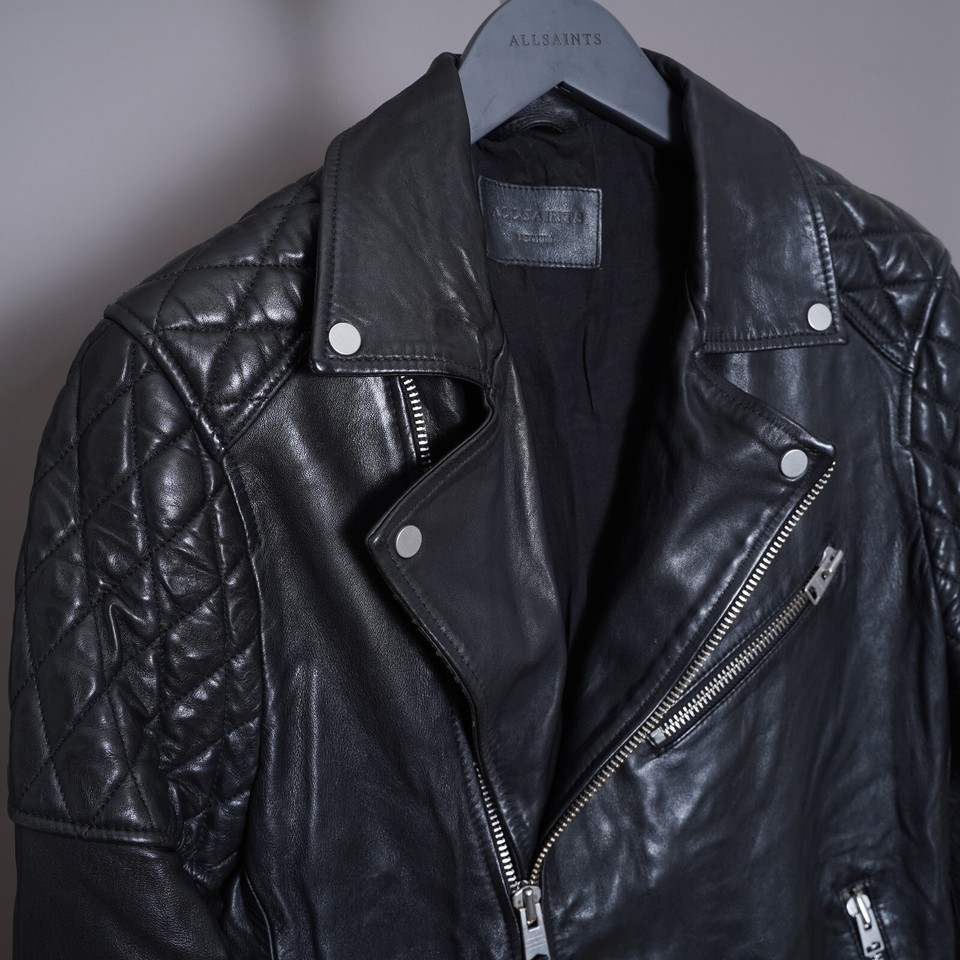 ALLSAINTS Leather Jacket MEDIUM Mens Black Biker Bomber All saints ...