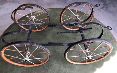 Set Of 4 Antique Wagon Carriage 10” Wheels With Iron Frame/Axels 14 ...