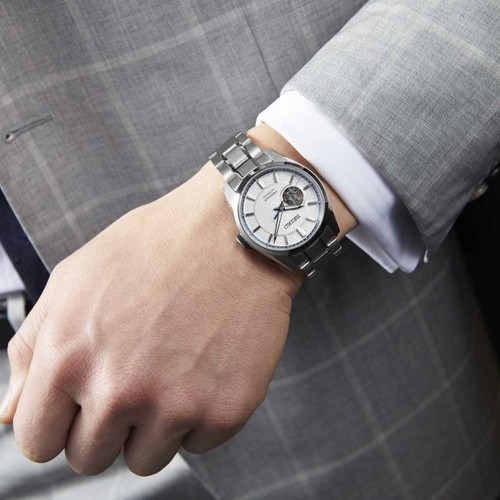 SEIKO Presage Sharp Edged SPB309J1 Open Heart White Dial Automatic Men ...