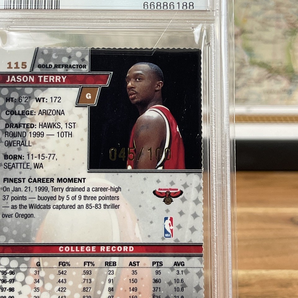 2002 Topps Finest Jason Terry Gold Refractor Rookie Card PSA 8 With ...