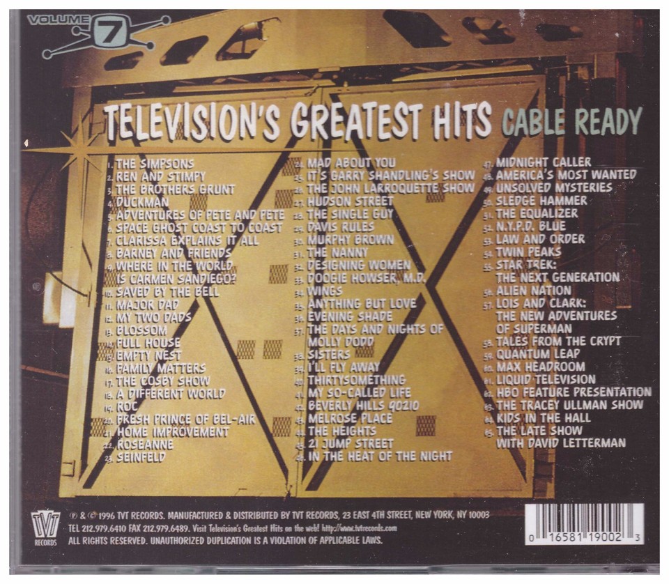 Television's Greatest Hits CD - Vol 7 Cable Ready BRAND NEW | eBay