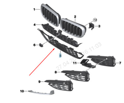 BMW X6 F16 FRONT M BUMPER LOWER CENTER GRILLE 51118056522 2016 NO DUTY ...
