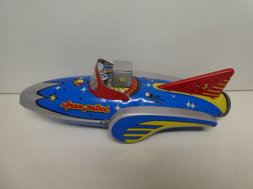 VINTAGE TIN PLATE FRICTION DRIVEN METALMANIA SPACE SHIP ROBOT ROCKET | eBay