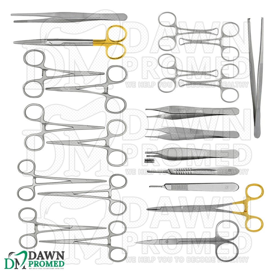 22 Pcs Small Animal Surgery Instruments kit W/FREE Blade German Grade ...