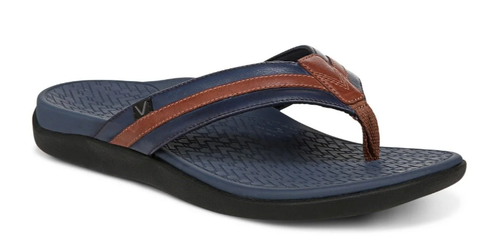 Vionic Tide II Navy/Brown Comfort Sandal Flip Flop Men's US sizes 7-14 ...