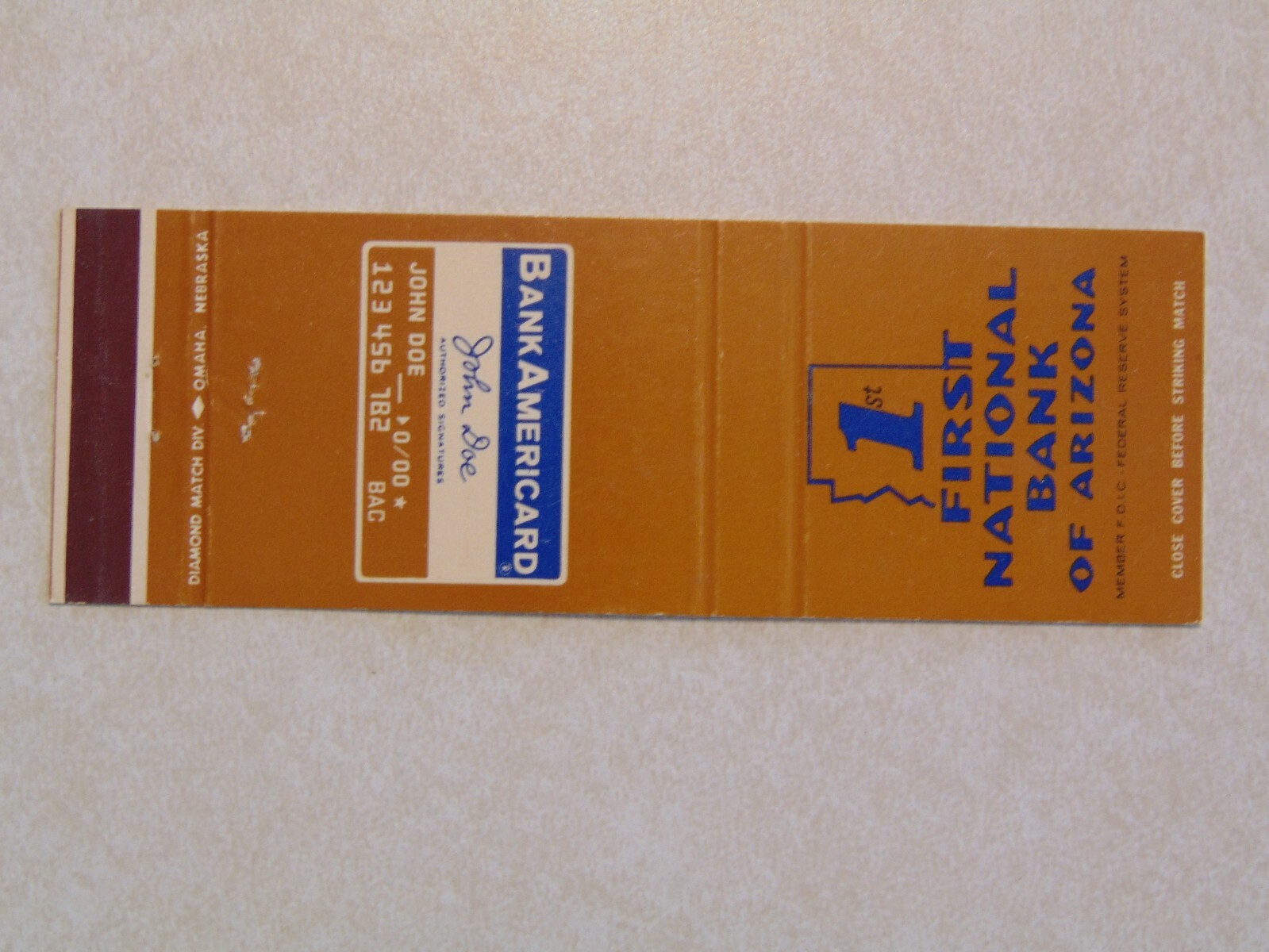 AL538 Vintage Matchbook Cover First National Bank of Arizona AZ | eBay