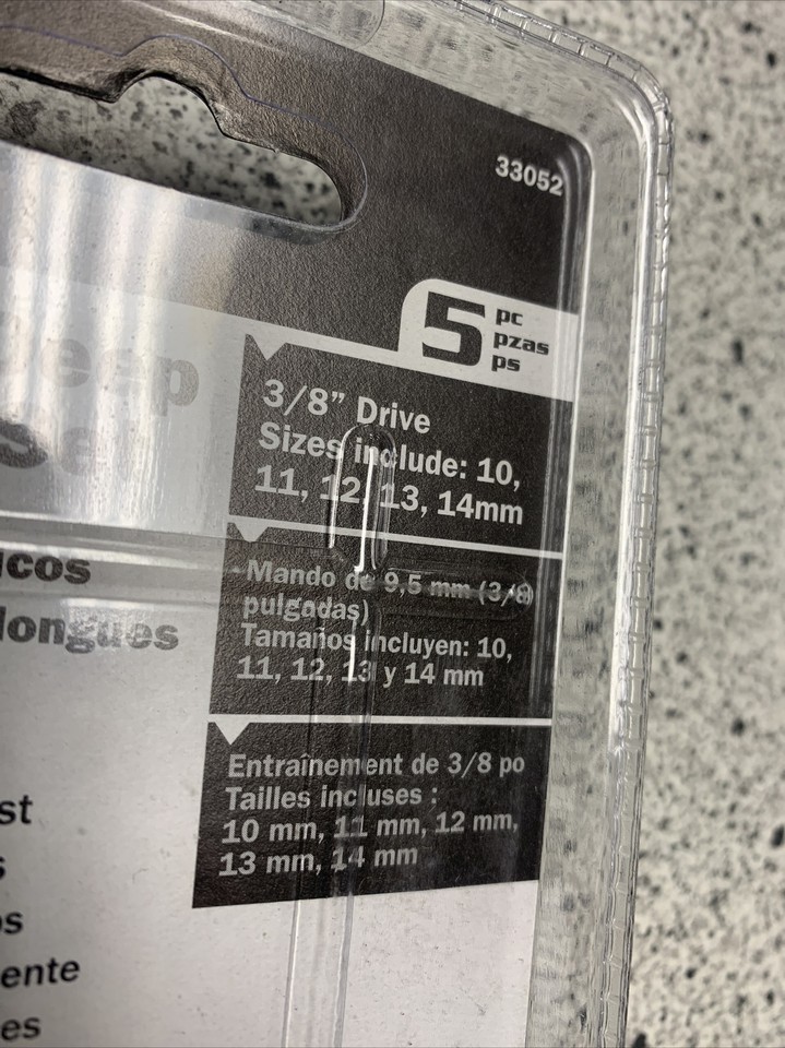 5 PC TITAN 33052 METRIC DEEP SOCKET SET WITH HOLDER, 3/8" DRIVE, 10,11 ...