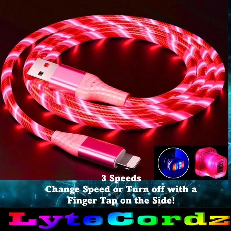 LED Light Up Charging Charger Cable USB Data Cord iPhone Android Type C ...
