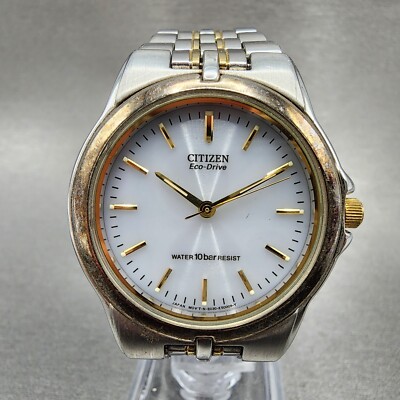 Citizen Eco-Drive Watch Men 36mm White Dial Two Tone Round E030-K16253 Works | eBay