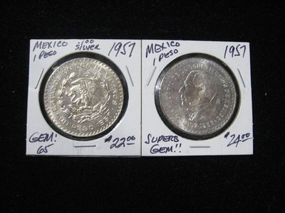 1957 MEXICO PESO SILVER SUPER NICE PAIR! | eBay