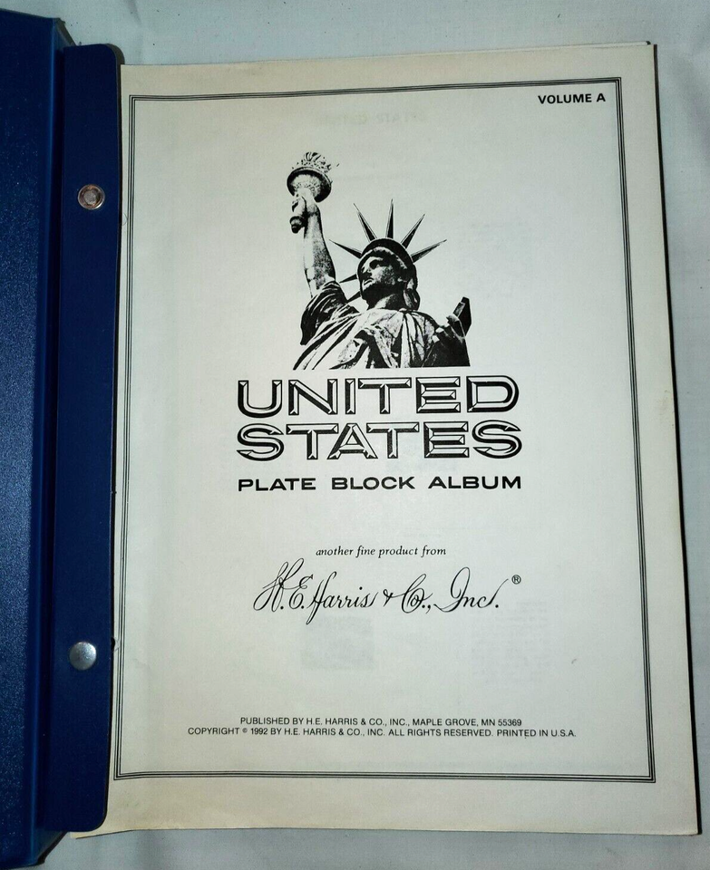 1992 HE Harris Liberty Stamp Plate Block Album Volume A Binder & Pages ...