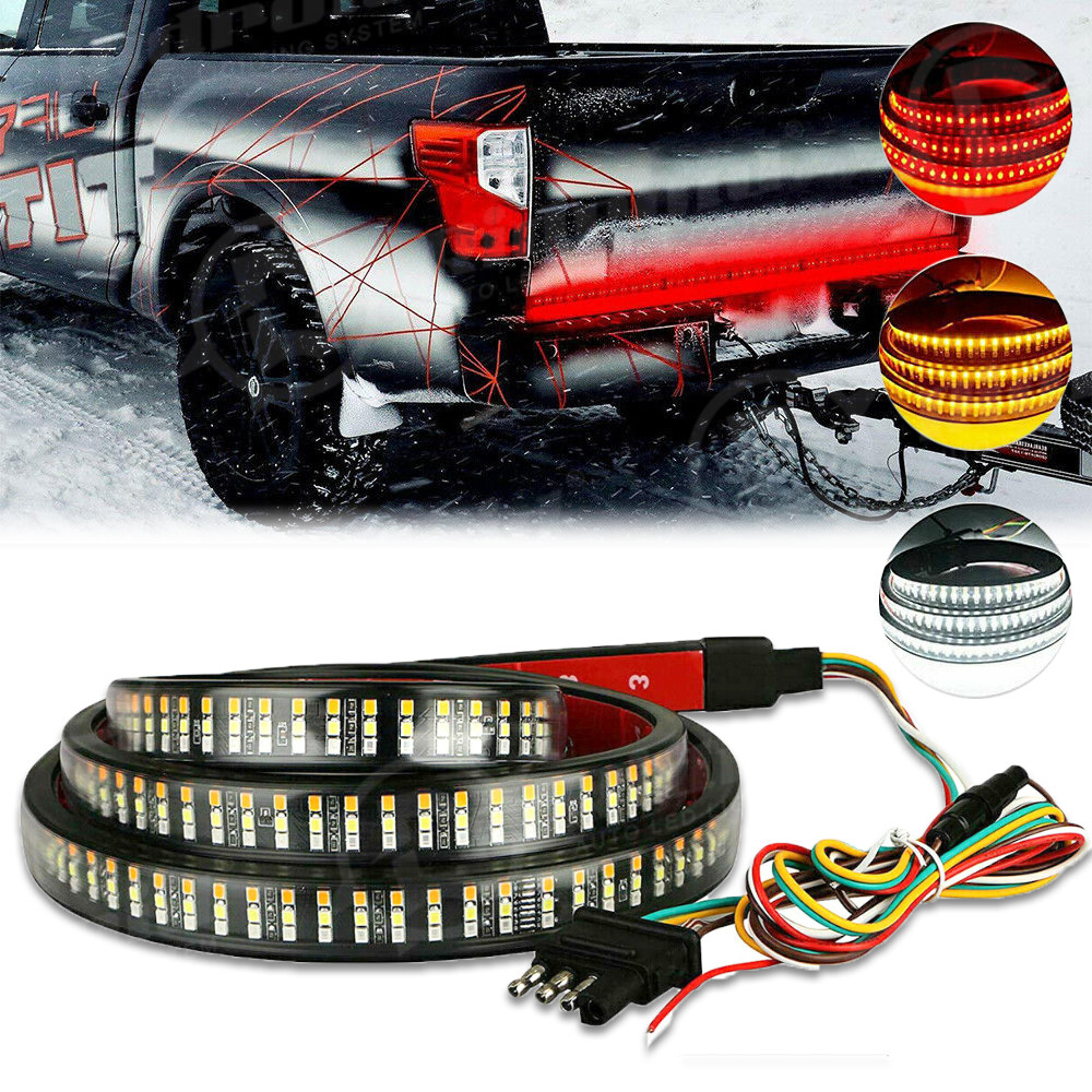 60" 3 Row 432 LED Strip Tailgate Light Bar Truck Reverse Brake Signal ...