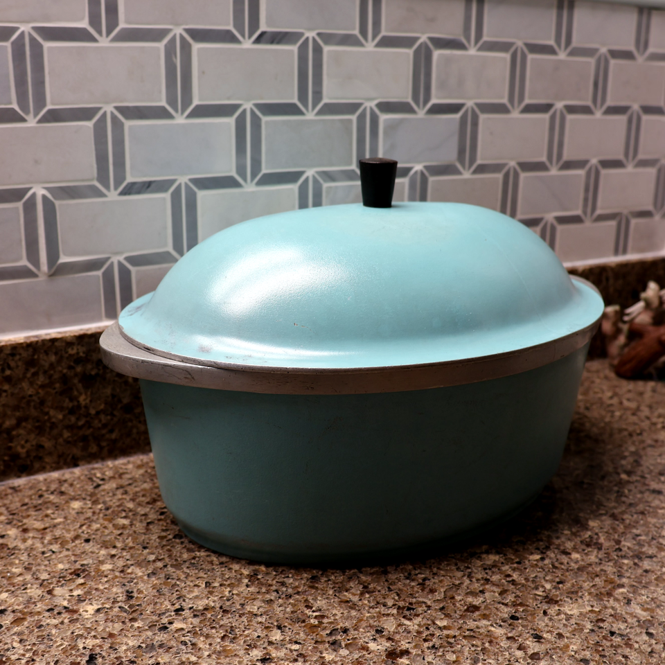 CLUB Oval Roaster Blue Turquoise Aqua Teal Aluminum Dutch Oven Pot ...