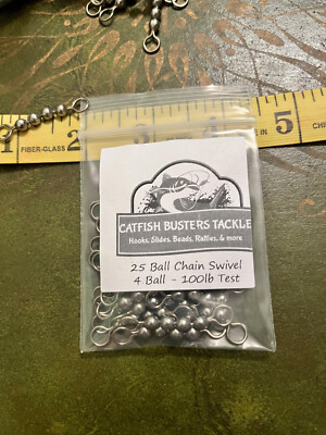 CATFISH BUSTERS! 4 BALL CHAIN SWIVELS 25pk TEST! RID YOURSELF OF LINE ...