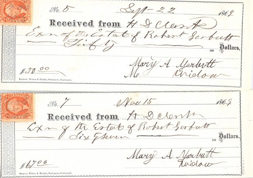 1869 REVENUE STAMP CHECK RECEIPT DRAFT BACK OF BOOK 2 ITEMS | eBay