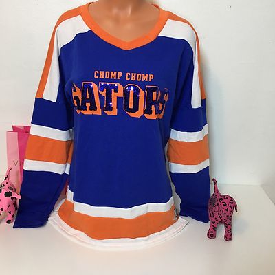 PINK Victorias Secret Bling Chomp Chomp Gators Sweatshirt Size S Orange ...