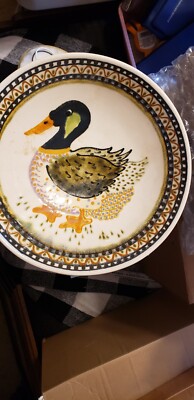 Vintage Janet Rothwoman Mallard Duck 13" Platter Pottery Ceramic Signed ...