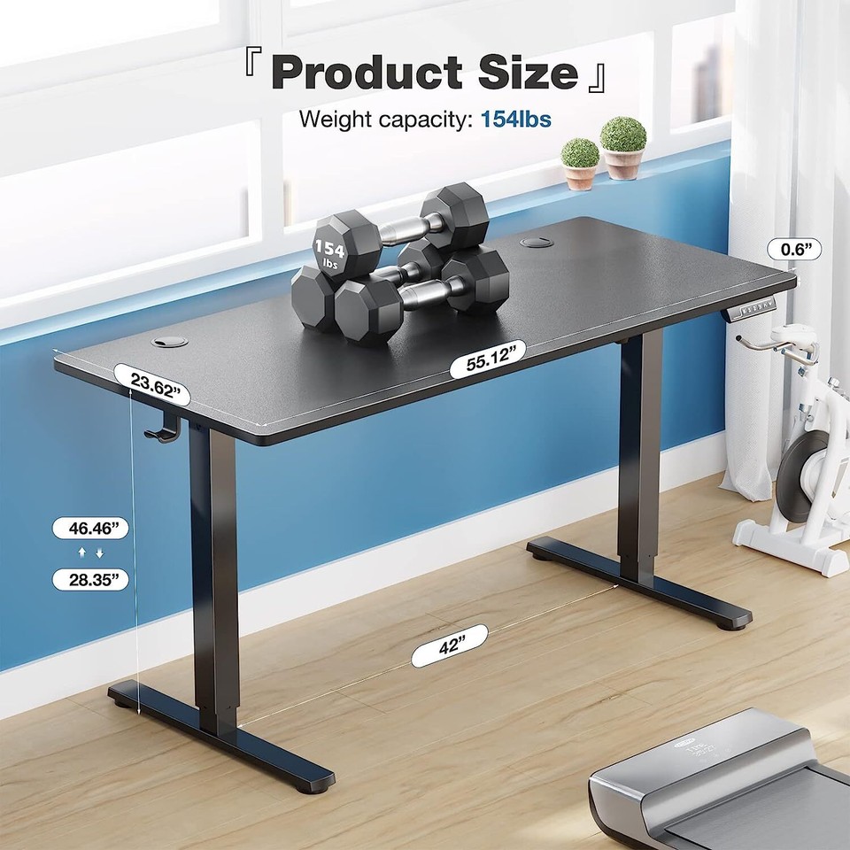 55"x24" Black Modern Height Adjustable Electric Standing Desk Home ...