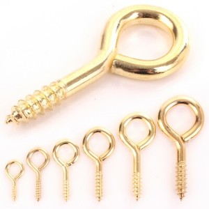 HEAVY DUTY Small - Large BRASS SCREW IN EYE HANGING HOOKS 25,30,40,45 ...