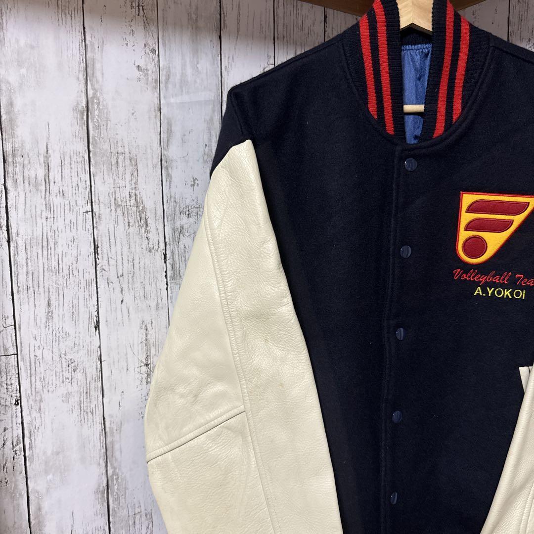Stadium Jacket Logo Cowhide Baseball Oversize America… - Gem