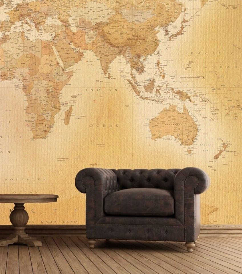 Wall mural wallpaper 315x232cm Old style Map of the World home walls ...
