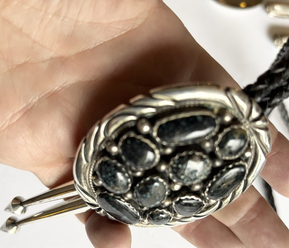 Old Pawn Navajo Sterling Silver Bolo Tie P Sanchez 925 Silver & 50 cts ...