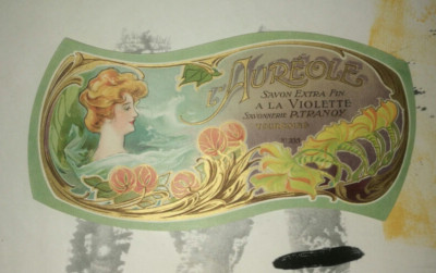 ETIQUETTE ART NOUVEAU SAVON L'AUREOLE SAVONNERIE PAUL TRANOY TOURCOING ...