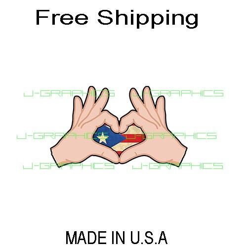 Hands Heart Love Puerto Rico Rican Flag Sticker Decal Boricua PR | eBay