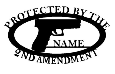Metal 24" Handgun Protected By The 2nd Amendment Sign With Last Name ...
