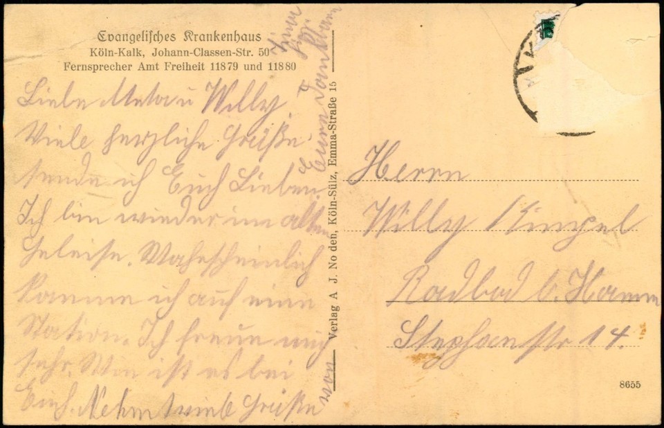 Kalk-Köln Evangelisches Krankenhaus Johann-Classen-Str. 50 1930 | eBay