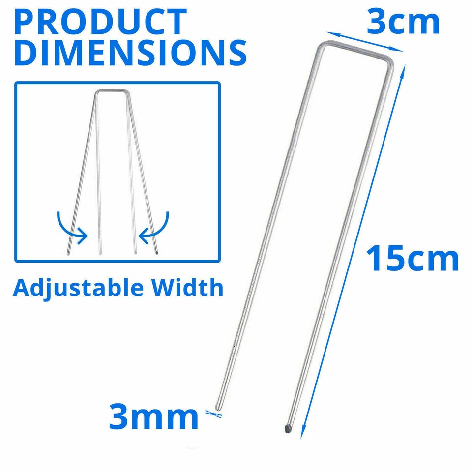 METAL GROUND GARDEN WEED BARRIER MEMBRANE PINS FABRIC HOOKS PEGS ...