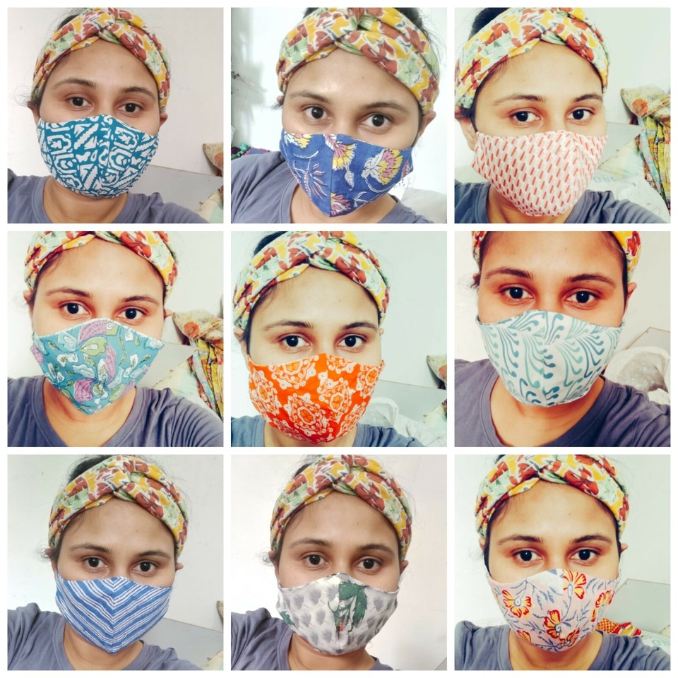 Indian Face Mask Pure Cotton Double Layered Mouth Mask Washable ...