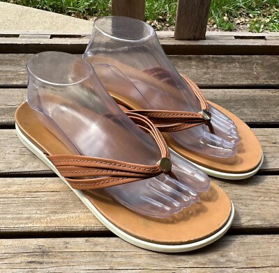 Vionic Brown Leather Toe Thong Flip Flop Sandal sz 9M (1295) | eBay
