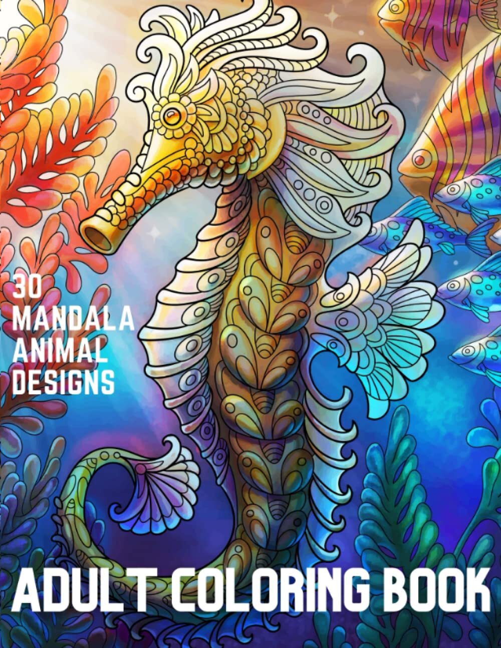 Mandala Animal Adult Coloring Book: Stress Relieving book. Animals ...