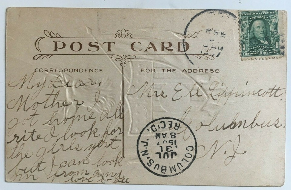 1907 Postcard BPOE Elks Fraternal group Elk antlers flags embossed ...