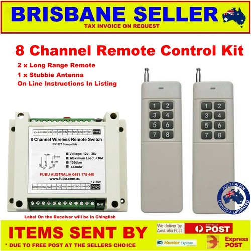 8 Channel Remote Control 10A Relay Switch 12v - 36v + 2 x 8 Channel L/R ...