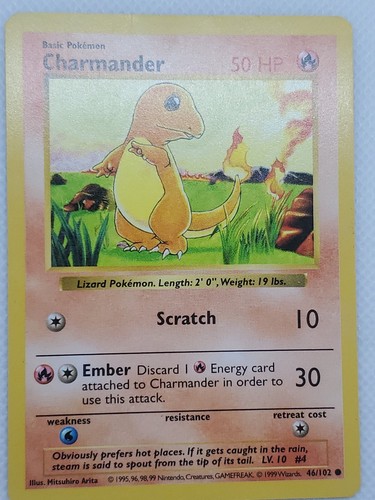 Pokémon TCG Charmander Base Set 46/102 Regular Shadowless Common | eBay