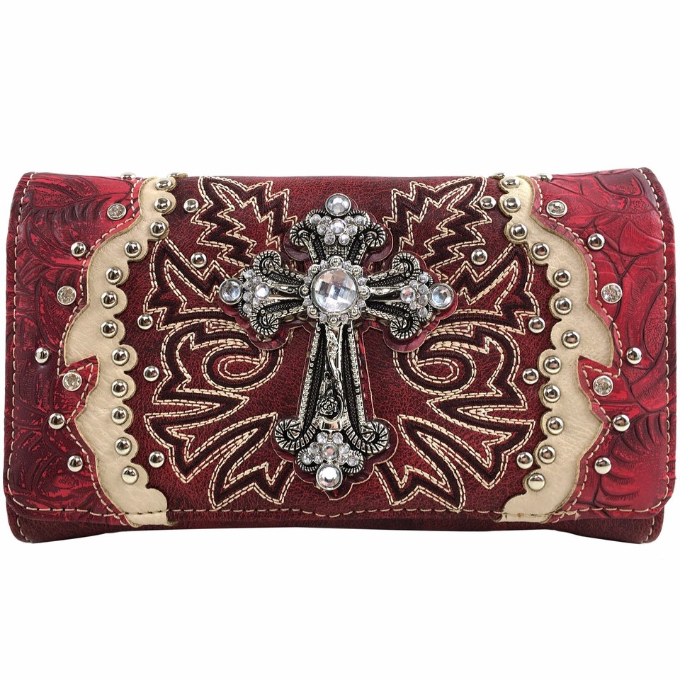 Justin West Classic Floral Geometric Embroidery Cross Conceal Carry ...