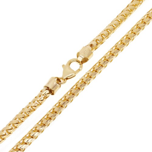 Italian 14k Yellow Gold Solid Diamond Cut Franco Chain Necklace 4.5mm ...