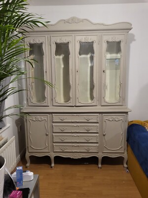Stunning French Rococo dove grey glass display cabinet | eBay UK