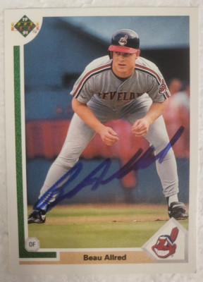 1991 UPPER DECK BEAU ALLRED CLEVELAND INDIANS SIGNED AUTO CARD #784 W ...