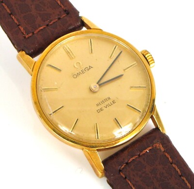 VINTAGE 18K YELLOW GOLD WOMEN'S OMEGA MEISTER DE VILLE WRISTWATCH 520 ...