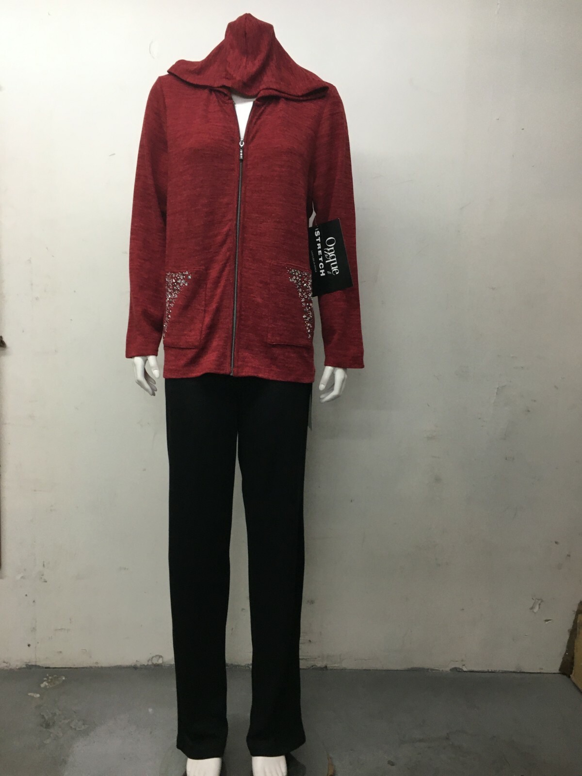 Onque Casual Womens 2pc Pants set w front zipper , hoodie and pockets ...