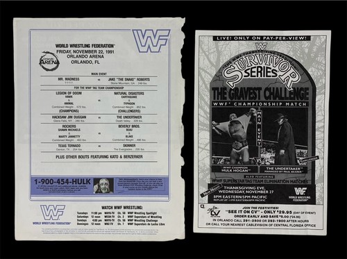 1991 WWF Official Program Line-Up Sheet Wonderful v Snake + Tag Team ...