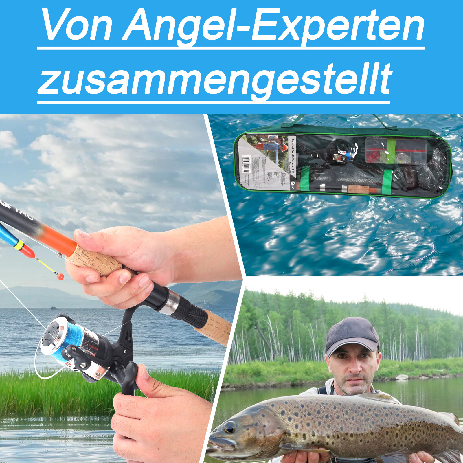 Q-Tac - Angelset Forelle/Barsch mit Kescher, Angel Set komplett ...