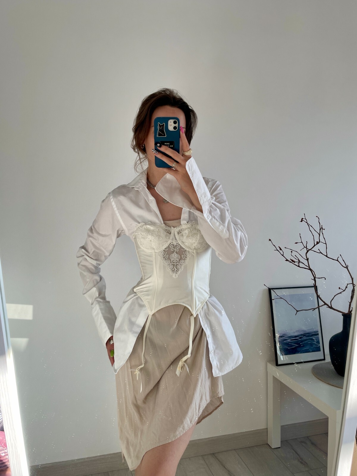 Bhs Basque Corset Cream Longline Bra S-M 34A/75А ivory straps Retro ...