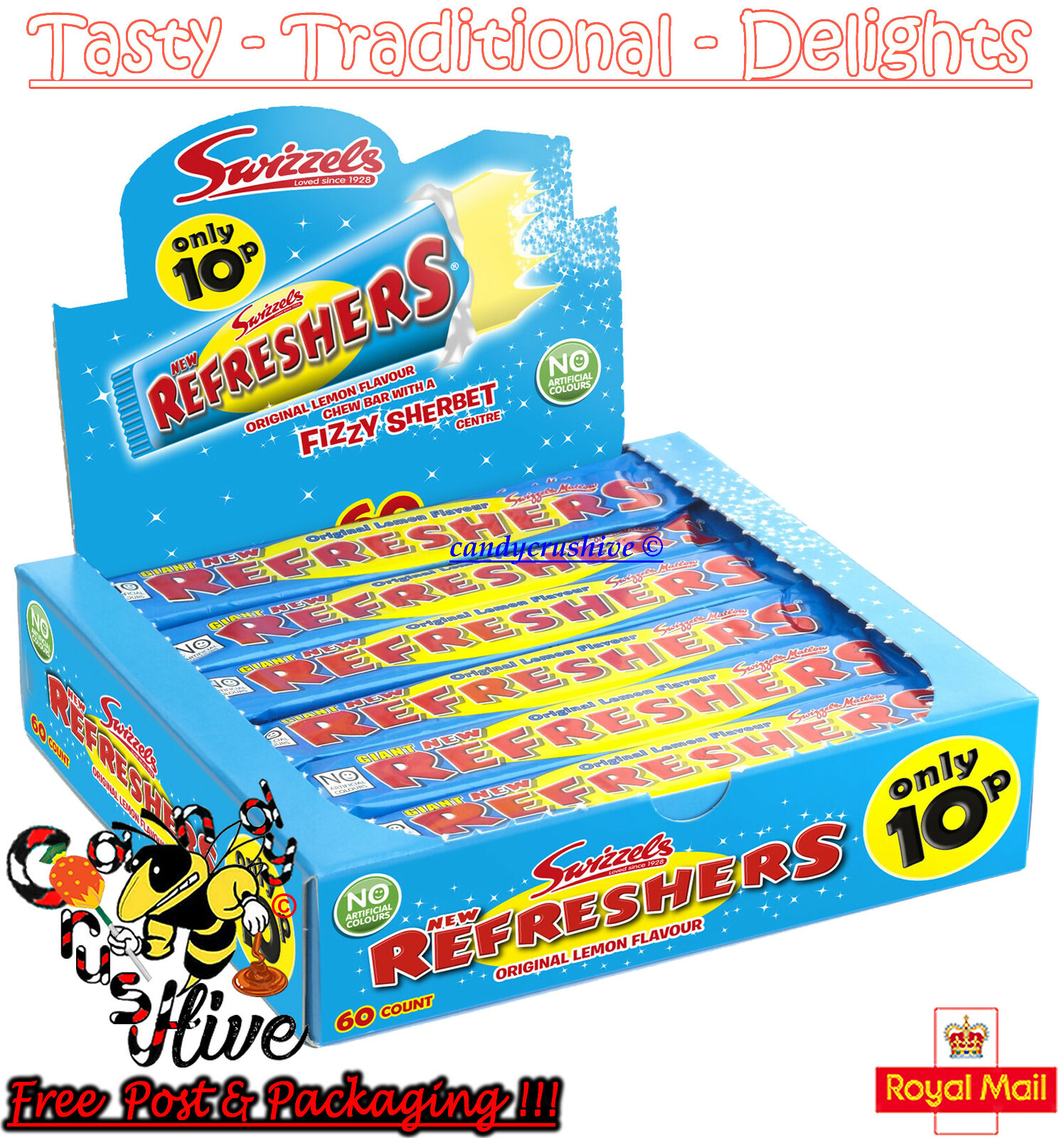 Swizzels Original Refreshers Lemon Flavour Chew Bar 18g Fizzy Sherbet ...