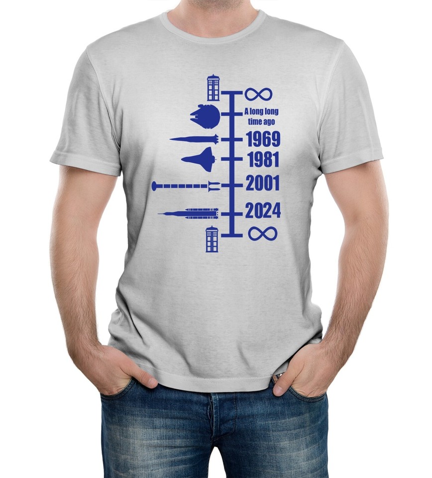 SpaceShip Timeline T-Shirt - Space Stars Science Sci Fi Retro Cool ...