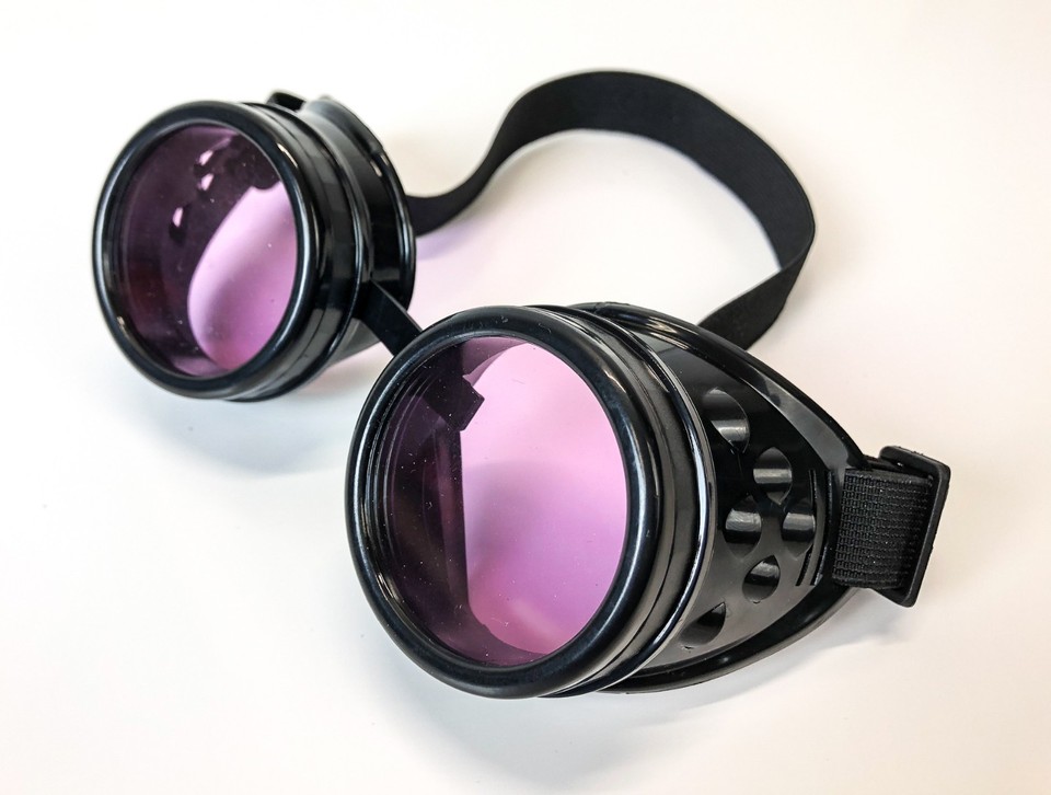 Purple Lens Black Goggles Steampunk Punk Goth Burning man Sun glass 3 ...
