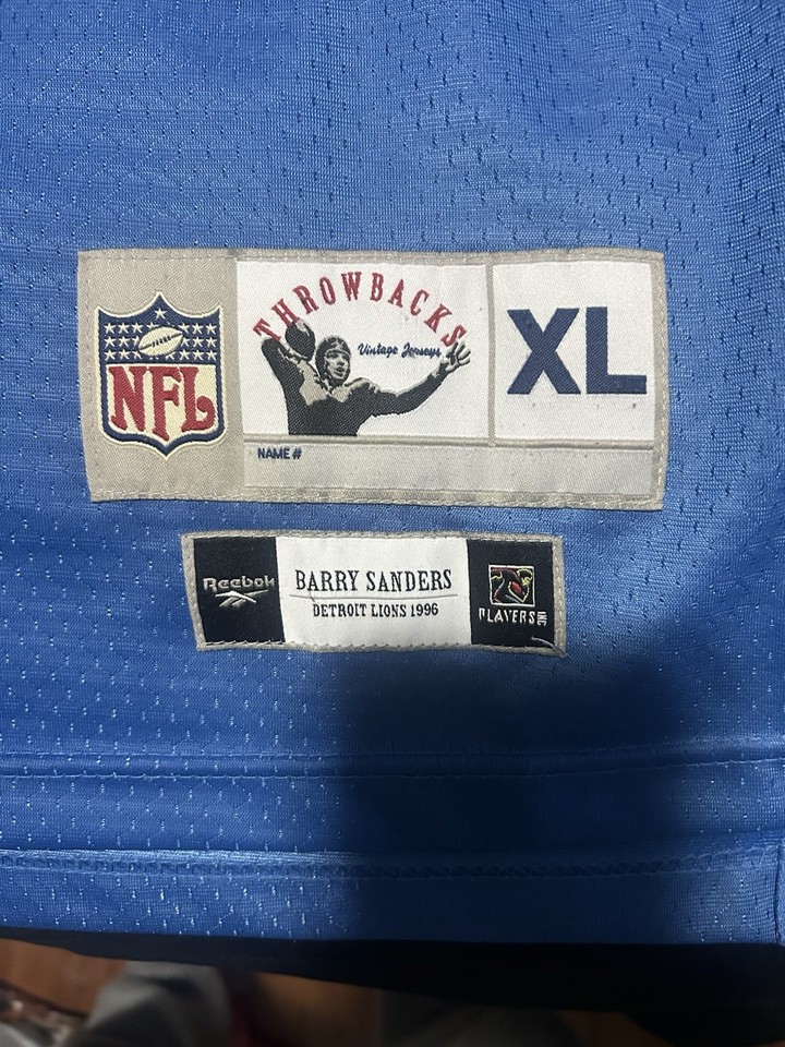 Barry Sanders #20 Detroit Lions Reebok Throwback Classics Jersey XL ...